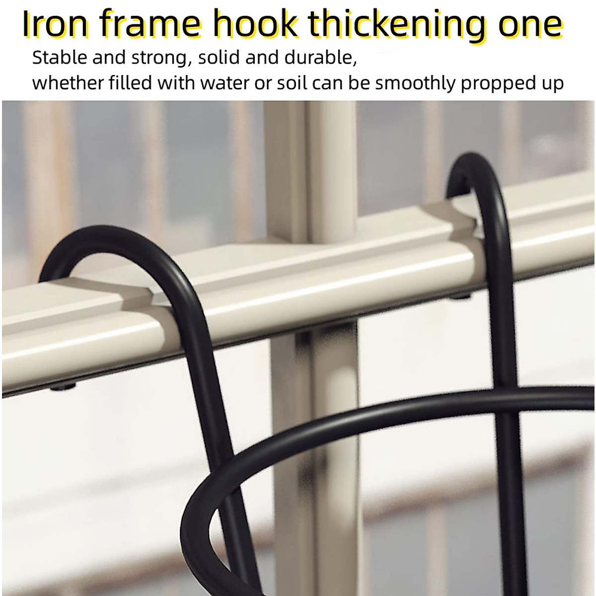 KIPAACCL Balcony Planters Railing Hanging Flower Pot Holders 2 Pack,Plant Iron Racks Fence Metal Potted Stand Mounted Balcony Round Plant Baskets Shelf Container Box for Indoor&Outdoor Use