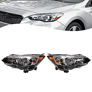 YUYANSHOP Halogen Headlight Assembly w/LED DRL Replacement for 2017 2018 2019 2020 Subaru Impreza/XV black Housing Projector 84001FL01A 84001FL00A (Driver + Passenger Side)