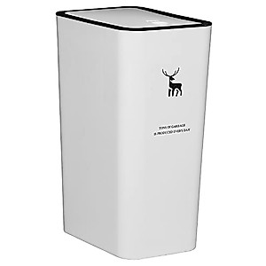Sooyee 10 Lite White Trash Can with Lid,Bathroom Trash Can,2.4 Gallon Plastic Trash Can,Small Trash Can for Powder Room,Bedroom,Kitchen,Craft Room,Office