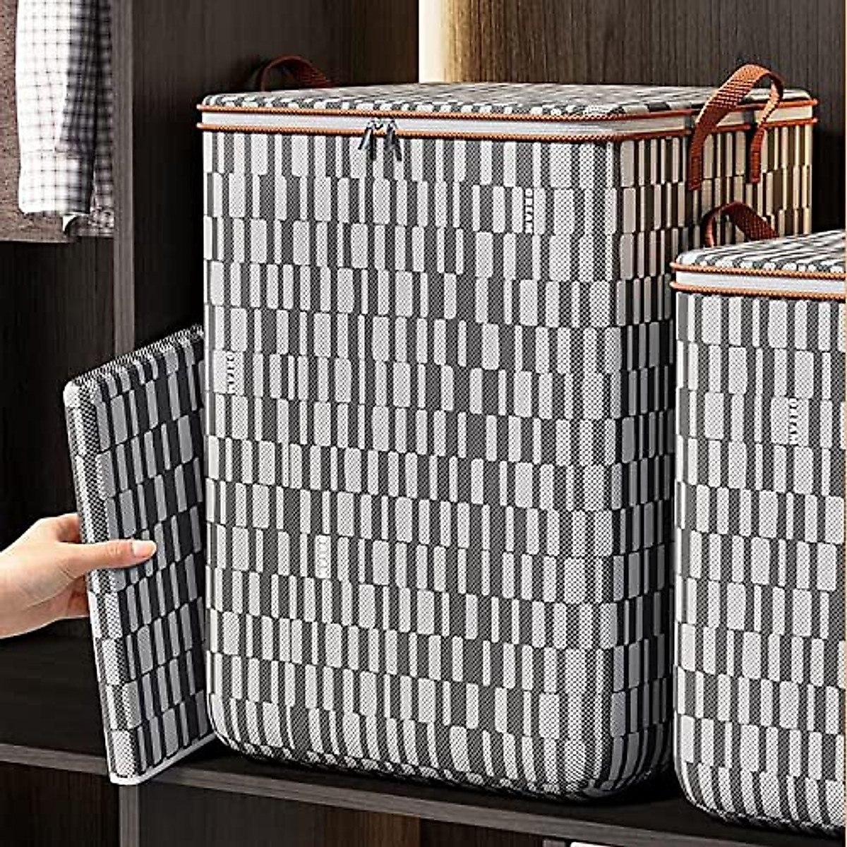 HWZQDJ Large Capacity Clothes Storage Bags Portable Foldable Clothes Wardrobe Sorting Durable Zipper Storage Box for Bedding Quilt Pillow Blanket