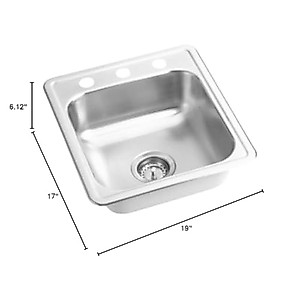PROFLO PFSR171962 PROFLO PFSR171962 Bealeton 17" Rectangular Stainless Steel Drop In Bar Sink with 2 Faucet Holes at 4" Centers