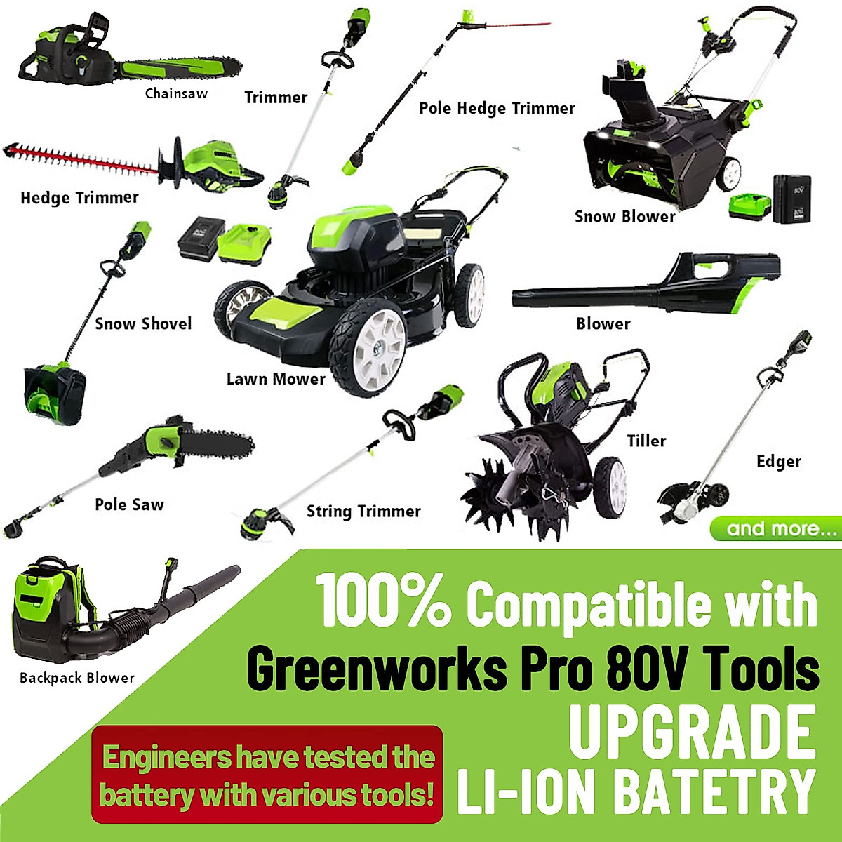 【3rd-version】CaliHutt 3.0Ah 80V Replace Battery for Greenworks PRO 80V Max Lithium lon Battery GBA80200 GBA80250 GBA80400 GBA80500 2901302 for Greenworks 80V Cordless Power Tool (Only for Greenworks)