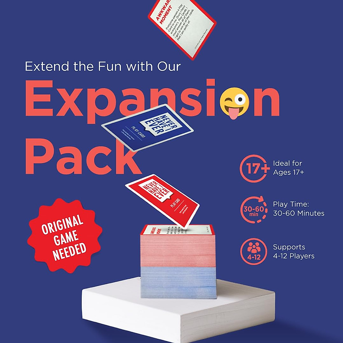 Never Have I Ever Card Game - Expansion Pack One, The Ultimate Adult Party Game Starter Pack, Spice Up Your Next Game Night, Pregame, or Icebreaker, Includes Wild and Hilarious Prompts, Ages 17+