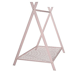 CITYLIGHT House Twin Bed for Kids, Metal Tent Bed with Slat, Toddler Twin House Bed, Montessori Floor Beds for Kids Boys Girls Teens(Twin, Pink)