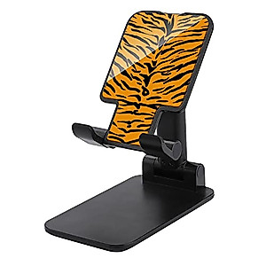 Tiger Skin Pattern Cell Phone Stand Foldable Adjustable Cellphone Holder Desktop Dock Compatible with iPhone Switch Tablets (4-13")
