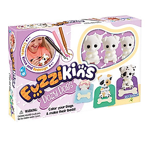 PlayMonster Fuzzikins — Dozy Dogs — Fuzzy Coloring Arts & Crafts and Toy — Design It and Redesign It — For Ages 4+, Pink/Blue/Yellow