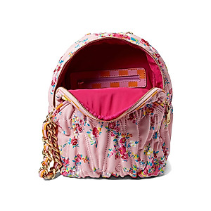 Betsey Johnson Women's Quilted Midi Backpack, Pink Floral, One Size