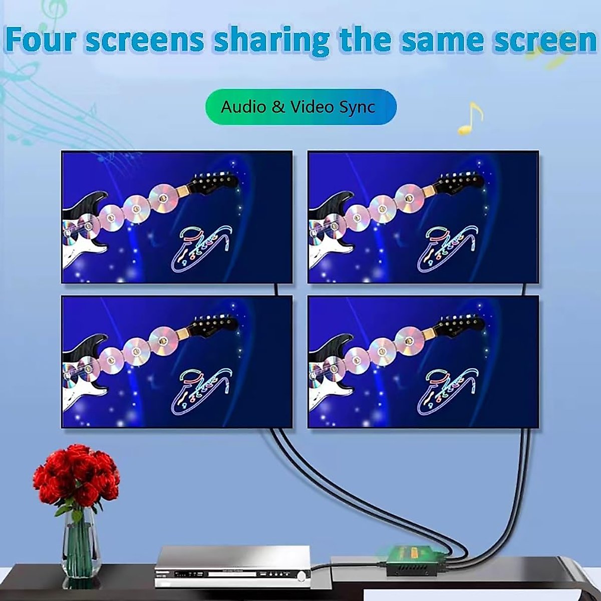 HDMI Splitter 1 in 4 Out 4K, 1x4 HDMI Splitter 3D Full HD 1080P, for Monitors Duplicate/Mirror, Compatible for HDTV PS4 Blu-Ray Player Box STB DVD Player, Projector Etc (1 Source onto 4 Displays)