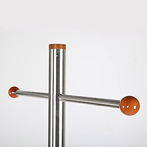 M&T Displays Free Standing 74 Inch Height Coat, Clothes, Hat Hanger Stand with Marble Base, Heavy Duty, Portable, Clothing Organizer Rack, Indoor Bedroom, Entryway, Hall Silver (Maze Cherry)