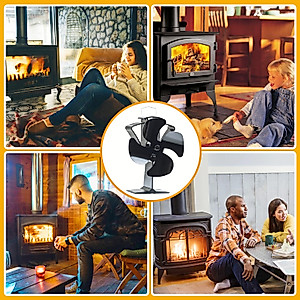 Tomersun 4 Blades Heat Powered Stove Fireplace Fan for Home Wood Log Burning Fireplace Circulating Warm Air Saving Fuel Efficiently
