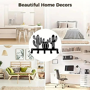 RIRIYEYE Coat Rack Wall Mount,Coat Hooks Wall Mount Hanger with 5 Hooks,Cactus Metal Wall Art Decorative,Hats Towels Keys Hooks Holder Organizer for Bedroom Bathroom Entryway Hallway