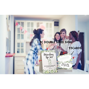 Toctose Advice for New Parents, Parenting Advice Card, Baby Shower Party, Tips for the Parents To Be，Includes a 5x7 Standing Sign and 25 4x6 Advice Cards(JYC042)