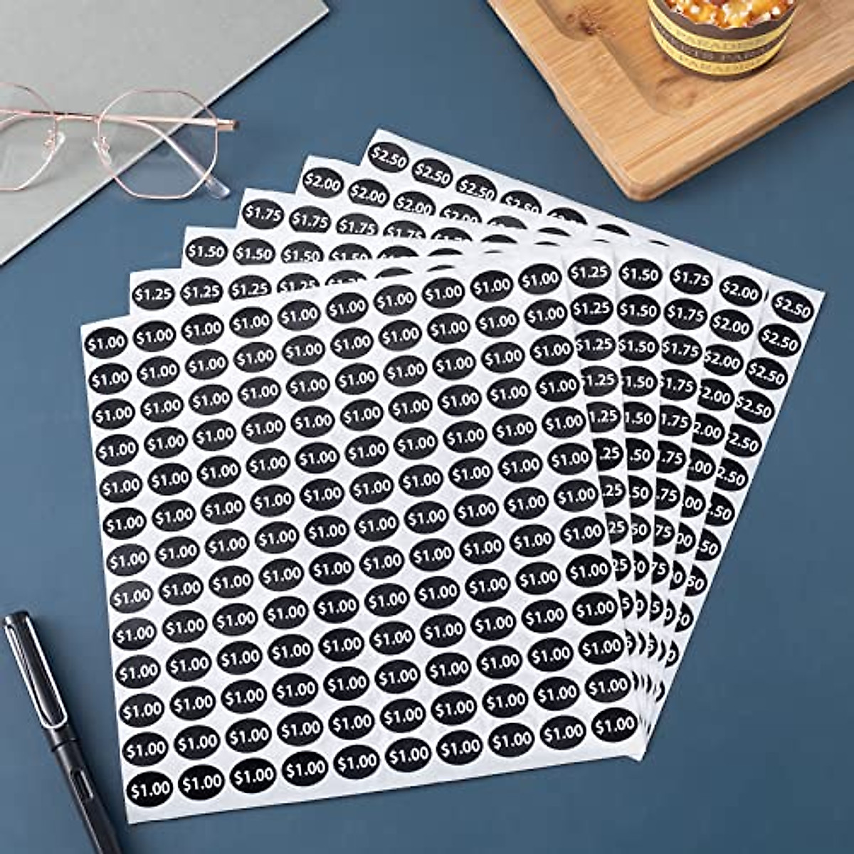 Cosmmap 12 Sheets Vending Machine Price Labels, 1440pcs Snack Vending Machine Labels Stickers, Soda Beverage Price Labels Stickers $1.00 $1.25 $1.50 $1.75 $2.00 $2.50 Black for Business Stores(Black)