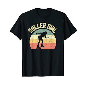 Retro Roller Girl T Shirt Skating 70s 80s Skate Derby Tee