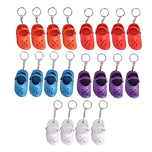 Pssopp 20Pcs Mini Croc Shoe Keychain Slipper Keychain Slipper Key Ring Cute for Backpacks Gifts Cute Shoes Keychain for Kids Boys Girls