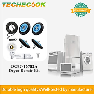 Dryer Repair Kit Fit for Samsung DV42H5000EW/A3 DV45H7000EW/A2 DV48H7400EW/A2 DV42H5200EP/A3 DV40J3000EW/A2, Includes DC97-16782A Samsung Dryer Roller, 6602-001655 Dryer Belt, DC93-00634A Idler Pulley