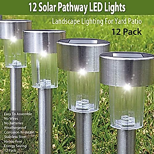 Eternal Living Garden Ideas 12pk Solar Garden Light | Stainless Steel Led Pathway Landscape Lighting for Patio or Yard