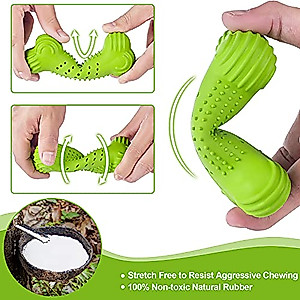 LUKITO Puppy Chew Toys, Durable Dog Bones Dog Chew Toys for Teething, Tough Puppy Teething Toys with Natural Rubber for Small and Medium Dog (Green+Orange)