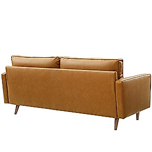 Modway Valour Vegan Leather Tufted Sofa, Tan