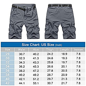 Jessie Kidden Mens Outdoor Casual Elastic Waist Lightweight Water Resistant Quick Dry Fishing Hiking Shorts (6222 Grey 36)