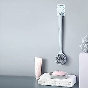 INGVY Dry Brushing Body Brush Long Handle Double-Sided Bath Shower Brush Back Massage Exfoliation Wisp Body Scrub Brush (Color : Blue)