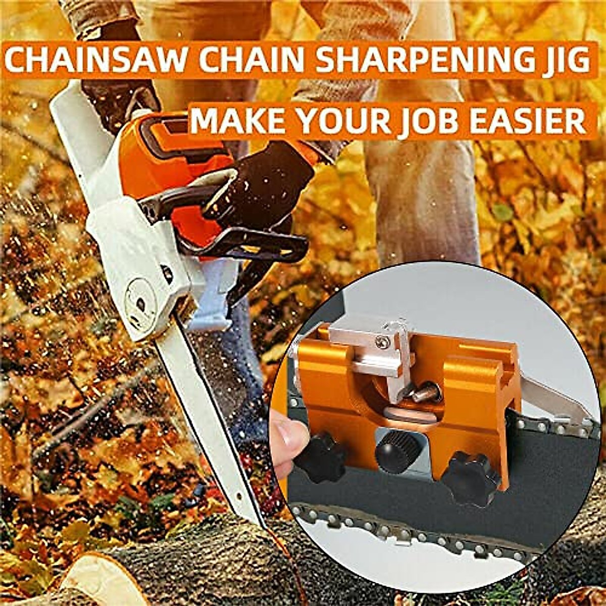 JINYI Chainsaw Chain Sharpening Jig,Chainsaw Sharpener Kit,Chainsaw Chain Sharpener is Designed to Sharpen Your Chainsaw,Suitable for All Kinds of Chain Saws、Lumberjack and Garden Worker