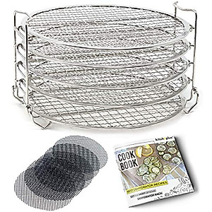 Kitchnplus Dehydrator Rack Stainless Steel Stand. Compatible with Ninja Foodi 6.5 and 8 Quart and Instant Pot 8 Qt Pressure Cooker. Includes Non-Stick Baking Sheets Accessories and Dehydrating Cookbook