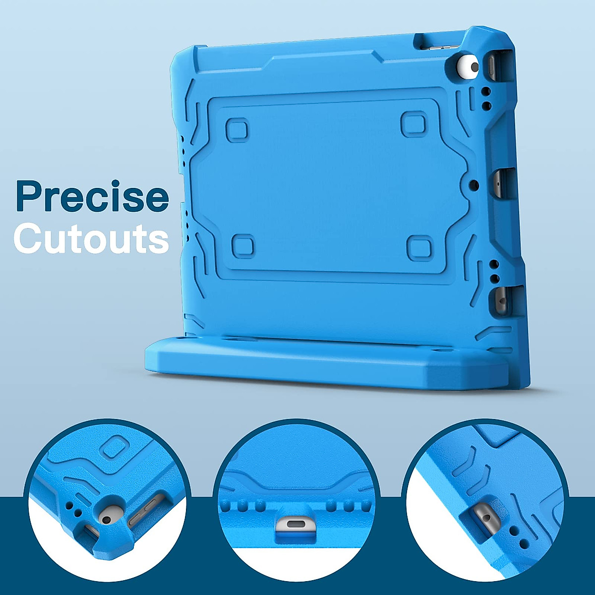 JETech Kids Case for iPad 10.2-Inch (9th/8th/7th Generation, 2021/2020/2019) with Built-in Screen Protector, Shockproof Full-Body Handle Stand Tablet Protective Cover (Blue)