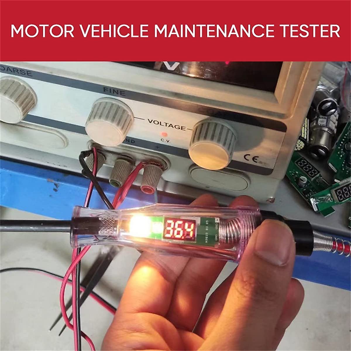 2023 Car Truck Circuit Test Pen -【New Version】Circuit Tester, 3-70V DC Digital LED Circuit Tester, Heavy Duty Light Tester w/ Voltmeter & Spring Wire, Get Result Only Just in 3s (RED - (3-24V))