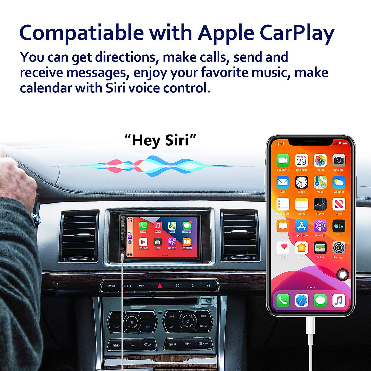 Double Din Car Stereo with Bluetooth - Corehan 7 Inch Touch Screen Car Radio AM FM Compatiable with Carplay Android Auto Mirror Link