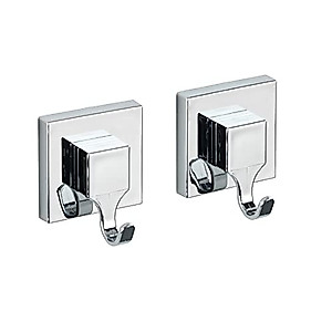 Wenko Set of 2 Towel Hooks, Coat Hooks, Acrylonitrile Butadiene Styrene (ABS), Chrome, 6 x 7 x 5 cm