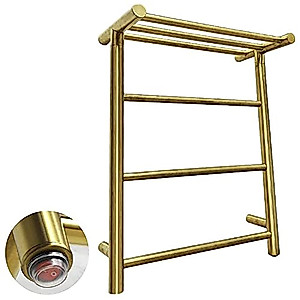 Bathroom Towel Warmer Electric Heated Towel Rack, Electric Towel Warmer Drying Rack, Stainless Steel Polished Heated Towel Rail Radiator with Shelf, Bathroom Wall Mounted Heated Towel Rack with On/Off