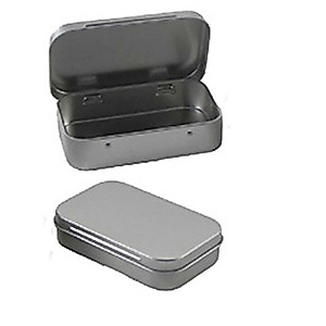 AKOAK 6 Pcs 3.7 x 2.3 x 0.8 Inches Rectangular Empty Hinged Tins Box Containers for First Aid Kit,Survival Kits,Storage,Herbs,Pills,Crafts and More