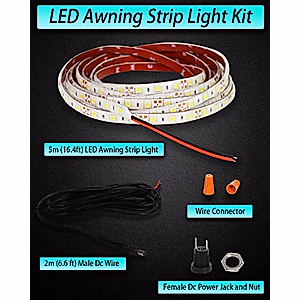 Seagenck RV Led Awning Party Light, Led Awning Strip Light for Camper Motorhome Travel Trailer Concession Stands Food Trucks, Light Up Canopy Area for BBQ Play Cards, 5m(16.4ft), Dc 12v, White