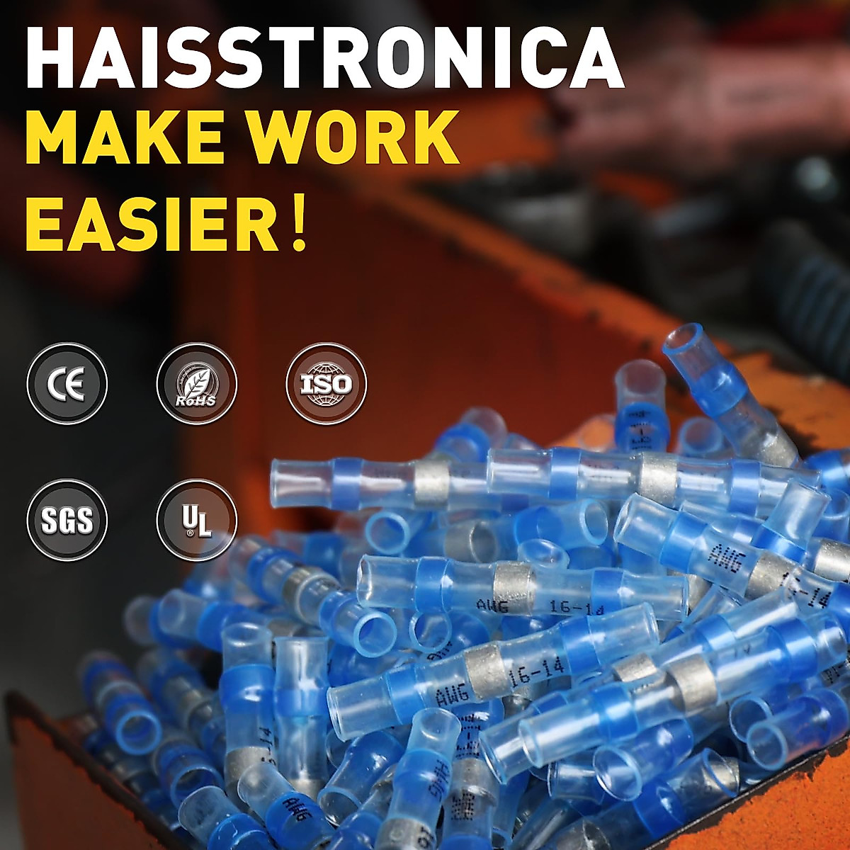 400PCS Solder Seal Wire Connectors-haisstronica Waterproof Heat Shrink Butt Connectors-Self Solder for Marine,Aircraft,Boat,Truck,Stereo,Joint