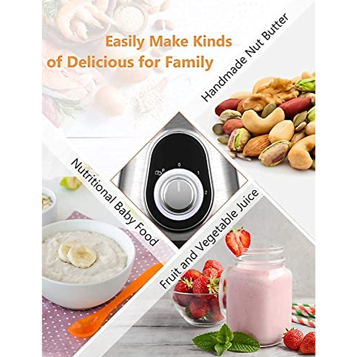 Smoothie Blender, 750W Smoothie Maker, with 2 Adjustable Speed and Pulse Functions, Kitchen Blender with 48 oz Tritan Glass Jar for Milkshakes, Smoothies, Crushed Ice and Frozen Fruit