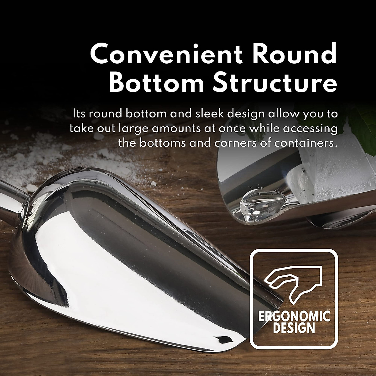 New Star Foodservice 1028508 Stainless Steel Bar Ice Flour Utility Scoop, 6-Ounce