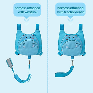 Toddlers Cute Animal Safety Harness with Leashes Kids Anti Lost Wrist Leash Link Wristlets,Hippo