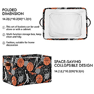 Play Basketball Pattern Storage Baskets for Toy Clothes Books Gifts Empty Shelves Rectangular Storage Bin for Shelves Closets Laundry Nursery Decorative Storage Boxes Collapsible,15x11x9.5x1pack