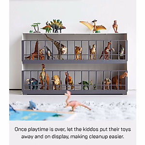 Yamazaki Home Two-Tier Toy Dinosaur and Animal Display Storage Rack, Childrens' Toy Bin Organizer Box, Plastic, Stackable, No Assembly Req.