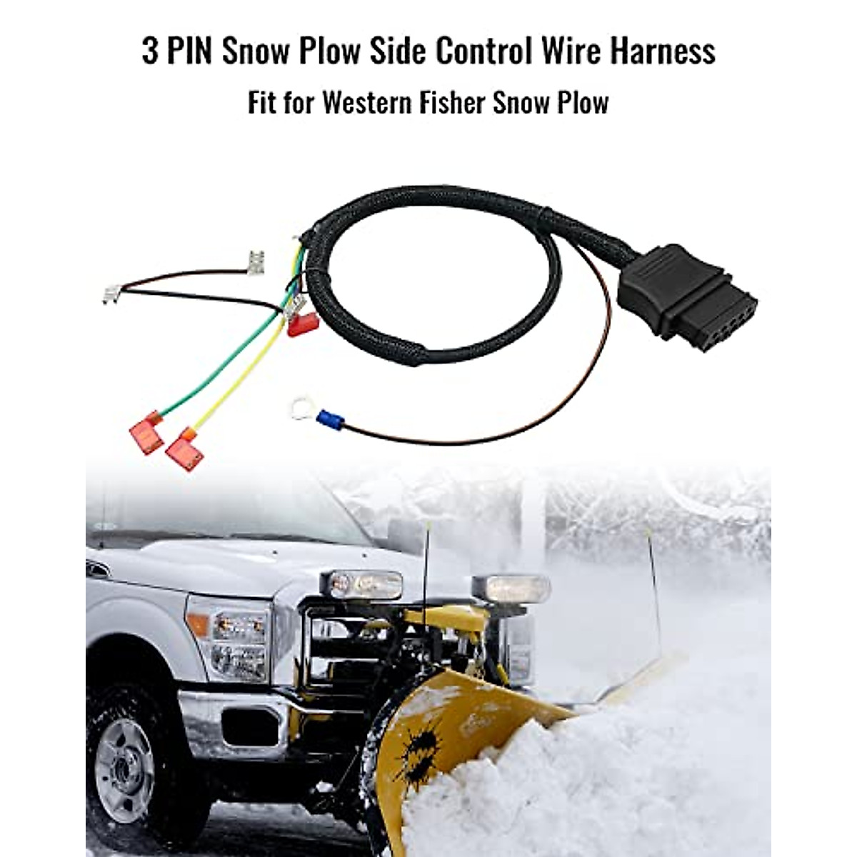 NTSUMI 3 Pin Snow Plow Side Control Wire Harness Replace 26359 Fit for Western Fisher Snow Plow