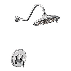 Moen TS32102 Weymouth Posi-Temp Shower Trim Kit including Lever Handle and 9-Inch, 2-Spray Function Rainshower, Valve Required, Chrome