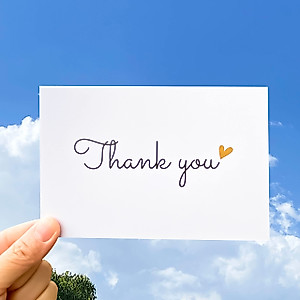RXBC2011 50 Little Thank You Cards Gold Heart Design Bulk Thank you Notes for All Occasions 4 X 6 Inch