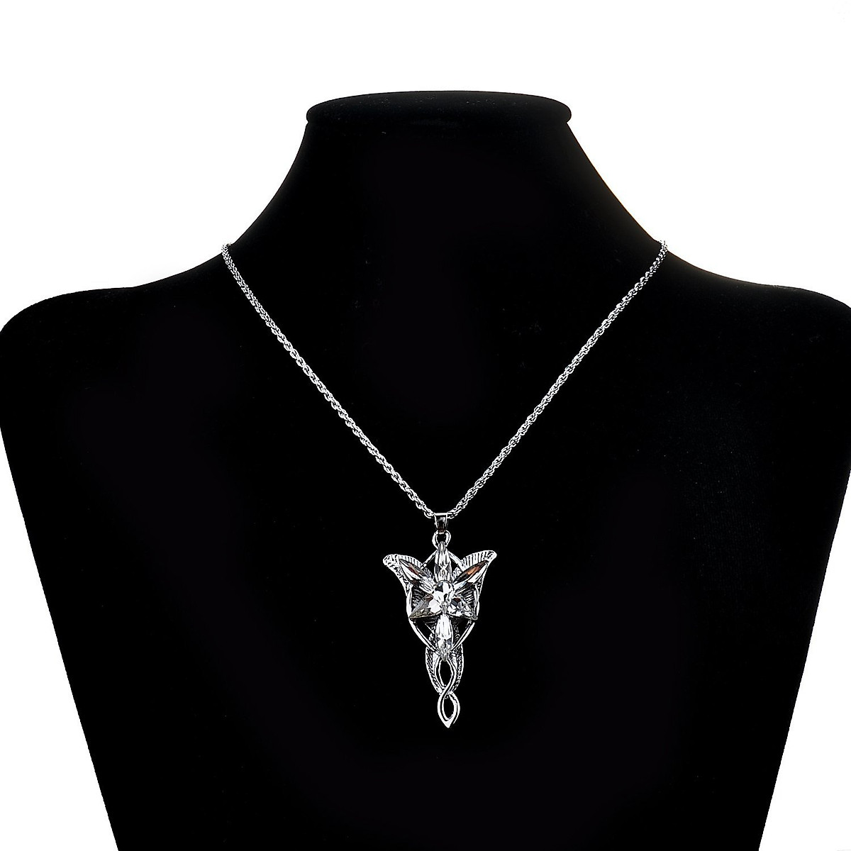 LUREME® Fairy Princess Arwen Silver Tone Zirconia Wings Pendant Necklace for Women(a1000004)