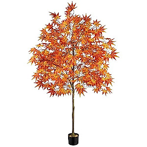 Fall Dacoration for Home,AILANDA 6.56FT Autumn Maple Artificial Tree Tall Fake Potted Fall Tree with Planter Large Faux Tree Indoor for Farmhouse Home Wedding Floor Living Room Porch Doorway Decor