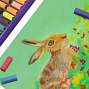 Artecho 50pcs Soft Pastels, 48 Colors Including 4 Fluorescent Colors, Extra Free Black & White, Square Chalk for Drawing, Blending, Layering, Shading, Pastels Art Supplies