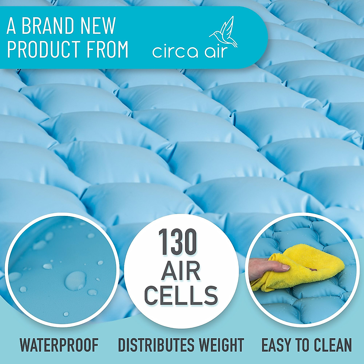 Circa Air Alternating Pressure Mattress for Bed Sores and Ulcers Relief - FSA/HSA Eligible Inflatable Air Pressure Pad with Quiet Pump, Medical Grade Mattresses for Hospital Beds