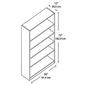 Bush Furniture Universal 5 Shelf Bookcase in Pure White (WL12417-03)