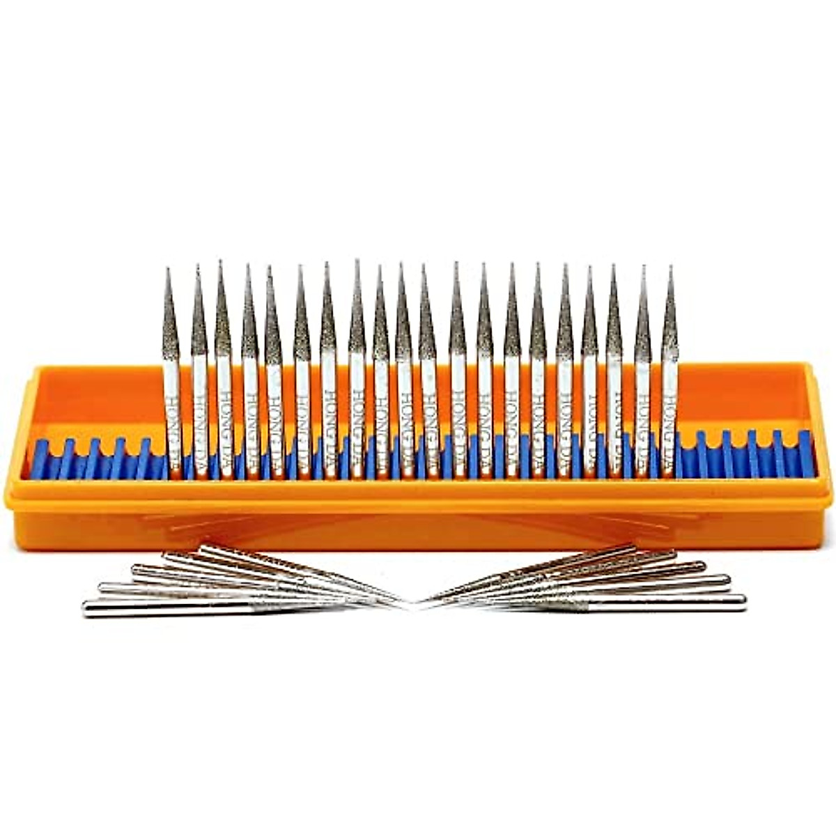 JINGLING 30Pcs 3.2mm Tapered Point Diamond Grinding Bit 1/8" Cone Rotary Burrs for Dremel