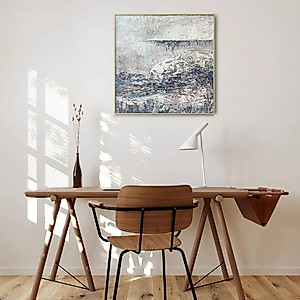 Abstract Oil Painting On Canvas Minimalist Original Home Decor Wall Art Large Landscape | BRASS EVENING (21.6"x21.6" | 50x50 cm, Rolled in a tube)